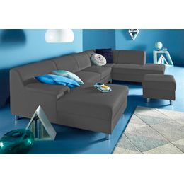Wohnlandschaft Home Affaire "Jamie, zeitloses Design, fester Sitzkomfort, viel Platz, U-Form", grau, B:308cm H:72cm T:80cm, Sofas, Wohnlandschaft, wahlweise mit Bettfunktion