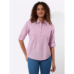 Langarmbluse Casual Looks, Damen, Gr. 54, ros&eacute;, 50% Baumwolle, 50% Polyester, unifarben, Blusen Langarmbluse