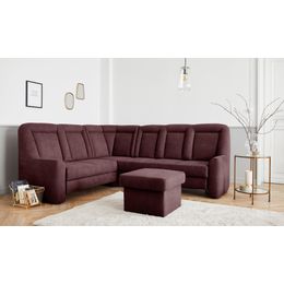 Sit & More Ecksofa SIT & MORE "Melissa L-Form", rot (bordeaux), B:257cm H:107cm T:217cm, 98% Polyester 2% Polyamid, Sofas, Ecksofa, klassisches Polsterprogramm, wahlweise Bettfunktion und Schubkasten