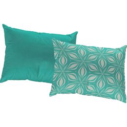 Kissenh&uuml;lle Adam "Retro Floret", blau (petrol), B:40cm L:60cm, Baumwolle, Obermaterial: 100% Baumwolle, Kissenbez&uuml;ge, Kissenh&uuml;lle, GOTS zertifiziert