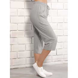 Caprihose, Damen, Gr. 46, Normalgr&ouml;&szlig;en, grau, 95% Baumwolle, 5% Elasthan, 10% Polyester, 5% Elasthan, 85% Baumwolle, unifarben, 3/4-L&auml;nge, Hosen Caprihose