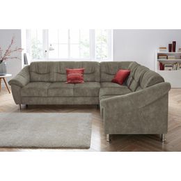 Sit & More Ecksofa SIT & MORE "Salsa L-Form", grau (taupe), B:264cm H:86cm T:244cm, Bedruckte Microfaser (100% Polyester);Luxus-Microfaser ALTARA NUBUCK (100% Polyester);Struktur (100% Polypropylen), Sofas, Ecksofa, mit Federkern, wahlweise mit Bettfunktion