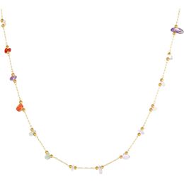 Kette ohne Anh&auml;nger Firetti "Schmuck Geschenk Edelstahl Halsschmuck Halskette Edelstein", bunt (gelbgoldfarben,flieder, lavendel, kristallwei&szlig;, gr&uuml;n), Halsketten, Damen, Edelstahl, L: 45, Kette ohne Anh&auml;nger, mit Naturstein, Topseller