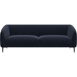 3-Sitzer FLEXLUX "Belle Designsofa, Couch, bequem durch Kaltschaum im Sitz", blau (royal blau), B:218cm H:74cm T:89cm, 100% Polyester, Sofas, 3-Sitzer, Skandinavisches Design, In hochwertiger Verarbeitung