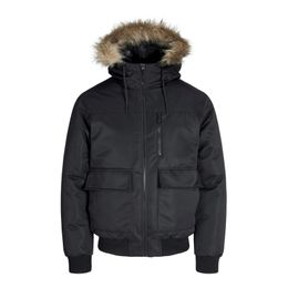 Jack & Jones Bomberjacke JACK & JONES "JJCHARLIE DETACHABLE FAUX FUR BOMBER", Herren, Gr. S, schwarz, Web, Obermaterial: 100% Polyester, unifarben, regular fit, Jacken Bomberjacke