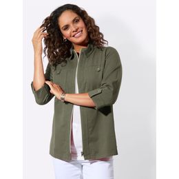 Jeansbluse Casual Looks, Damen, Gr. 46, khaki, 100% Baumwolle, unifarben, Blusen Jeansbluse