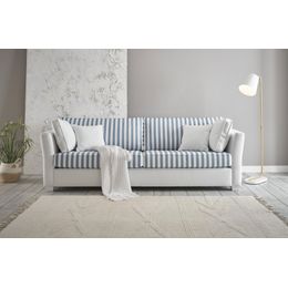 3-Sitzer Home Affaire "CALIFORNIA", beige (hellbeige), B:240cm H:88cm T:96cm, 100% PES, Sofas, 3-Sitzer, maritimer Landhausstil, in 3Breiten, mit Holzf&uuml;&szlig;en Wei&szlig; lackiert