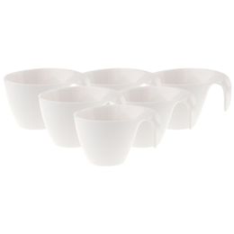 Villeroy & Boch Tasse VILLEROY & BOCH "Fr&uuml;hst&uuml;ckstassen Flow 250 ml 6er Set wei&szlig;", wei&szlig;, Porzellan, Trinkgef&auml;&szlig;e, Tasse
