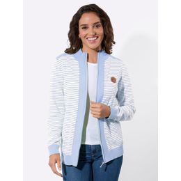 Cardigan Casual Looks, Damen, Gr. 36, hellblau, wei&szlig;, geringelt, 100% Baumwolle, gemustert, gestreift, mehrfarbig, Strickjacken Cardigan