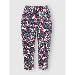 w&auml;schepur Capri-Pyjama W&Auml;SCHEPUR, Damen, Gr. 48/50, blau (ecru, marine, bedruckt), 50% Baumwolle, 50% Modal, Homewear-Sets Capri-Pyjama