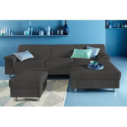 Ecksofa DOMO collection "Jamie, modern und elegant, Fu&szlig;h&ouml;he 9cm, L-Form", braun (dunkelbraun), B:251cm H:72cm T:80cm, Sofas, Ecksofa, wahlweise mit Bettfunktion