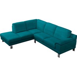 Ecksofa Egoitaliano "Shakira, Design und Sitzkomfort auf hohem Niveau, tolle Details", blau (teal), B:240cm H:84cm T:212cm, Sofas, Ecksofa, mit Ottomane, L-Form, elegante Metallf&uuml;&szlig;e