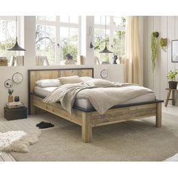 Einzelbett Home Affaire "SHERWOOD Liegefl&auml;che 90/140 oder 180x200 cm", braun (old style hell dekor), B:160cm H:93cm L:213cm, Betten, Einzelbett, aus FSC-zertifiziertem Holzwerkstoff, rustikaler Landhausstil