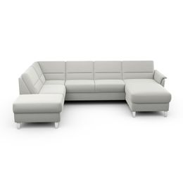 Sit & More Wohnlandschaft SIT & MORE "Palmera U-Form, B: 308 cm", silber, B:308cm H:89cm T:212cm, 100% Polyester, Sofas, Wohnlandschaft, optional Bettfunktion & Bettkasten, Federkern