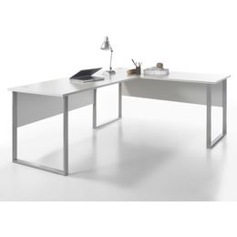 Eckschreibtisch BEGA OFFICE "Office Lux", grau (lichtgrau, silberfarbig), B:170cm H:76cm T:73cm, Tische, Eckschreibtisch, mit Kabeldurchlass, rechts/links montierbar, 223x170 cm