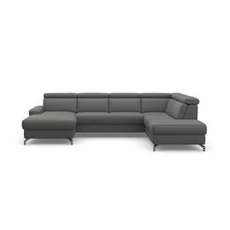 Sit & More Wohnlandschaft SIT & MORE "Scarlett U-Form", grau (steel), B:333cm T:226cm, Sofas, Wohnlandschaft, inklusive Kopfteilverstellung, wahlweise mit Bettfunktion, Bettkasten
