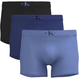 Trunk "Trunk 3PK", Damen, Gr. L (52), schwarz w, blau river fog, blau river, Jersey, Obermaterial: 95% Baumwolle, 5% Elasthan, Calvin Klein Underwear, unifarben, k&ouml;rpernah, Unterhosen Trunk, K&ouml;rpernahe Passform mit elastischem Bund