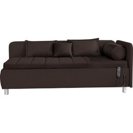 Schlafsofa Alina "Kiana", braun (umbragrau tmd 14), B:207cm H:80cm T:112,5cm, Struktur TMD (100% Polyester), Sofas, Schlafsofa, Liegefl&auml;che 90/200 cm oder 100/200 cm, Bettkasten, Zierkissen-Set