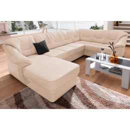 Sit & More Wohnlandschaft SIT & MORE "Savona U-Form, B: 320 cm", beige (natur), B:320cm H:90cm T:211cm, Luxus-Kunstleder;Primabelle-Microfaser;NaturLederKorpus ist mit passendem Luxus-Kunstleder bezogen. Bitte beachten Sie, dass Lederbez&uuml;ge mehr N&auml;hte aufweisen als Stoffbez&uuml;ge;Struktur, Sofas, Wohnlandschaft, optional Bettfunktion, Federkern