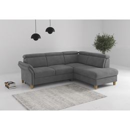 Ecksofa Home Affaire "Glendale, L-Form", grau, B:247cm H:84cm T:193cm, 90% Polyester, 10% Polyamid, Sofas, Ecksofa, inkl. Kopfteilverstellung, wahlweise mit Vorziehsitz und Bettkasten