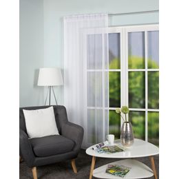 Gardine HOME BASICS "VINA", wei&szlig;, B:140cm H:245cm, Voile, Obermaterial: 100% Polyester, Gardinen, Gardine, halbtransparent