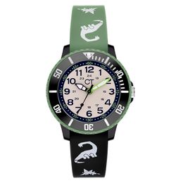 Quarzuhr Cool Time "The Cool New Dino", khaki, schwarz, Armbanduhren, M&auml;dchen, Quarzuhr, Armbanduhr, Silikonarmband, Kinderuhr, Junge, analog