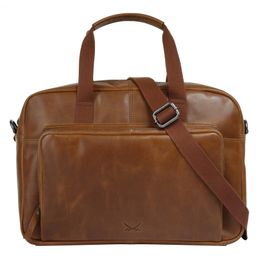 Aktentasche Sansibar "Businessbag Black", Gr. B/H/T: 39cm x 27cm x 10cm onesize, braun (cognac), Leder, leicht gl&auml;nzend, unifarben, Taschen Aktentasche, echt Leder