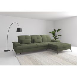 Sit & More Ecksofa SIT & MORE "Amica, L-Form, inkl. Sitztiefenverstellung & Armteilverstellung", olive, B:279cm H:90cm T:185cm, 95% Polyester, 5% Polyamid, Sofas, Ecksofa, wahlweise mit Bettfunktion, Bettkasten und Kopfteilverstellung