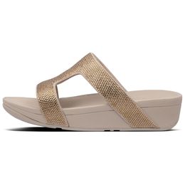Pantolette fitflop "MARLI", Damen, Gr. 39, gold (goldfarben), Textil, Glitzer, Schuhe Pantolette, Sommerschuh, Strandschuh, Sandale, Flats mit Glitzer-Details