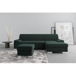 Ecksofa DOMO collection "Anzio L-Form, whlw. Bettfunktion, Federkern, hochwertig, Breite 271 cm", gr&uuml;n, B:271cm H:85cm T:160cm, Sofas, Ecksofa, Mit Bettfunktion, Recamiere rechts, Samtoptik, gr&uuml;n