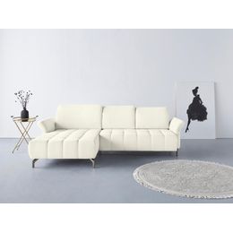 Ecksofa Home Affaire "Fresh L-Form", wei&szlig;, B:281cm H:79cm T:185cm, 98% Polyester 2% Polyamid, Sofas, Ecksofa, Federkern, wahlweise Kopfteilverstellung und motorischer Vorziehsitz