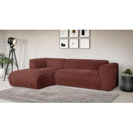 Ecksofa Home Affaire "GENTON L-Form (257 cm), zeitlos & stilvolles Design", rot, B:257cm H:78cm T:161cm, 100% Polyester, Sofas, Ecksofa, Aufwendig gepolstert, in Cord, Chenille und Struktur