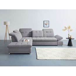 Ecksofa COTTA "Holiday L-Form mit Sitztiefen-, Armteil- und Kopfteilverstellung", grau (anthrazit), B:310cm H:86cm T:265cm, 100% Polyester, Sofas, Ecksofa, wahlweise mit Bettfunktion & Bettkasten