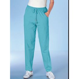 Relaxhose, Damen, Gr. 40, Normalgr&ouml;&szlig;en, blau (t&uuml;rkis), 95% Baumwolle, 5% Elasthan, unifarben, lang, Hosen Relaxhose