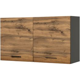 H&auml;ngeschrank KOCHSTATION "KS-Trier", grau (wotaneiche, grafit), B:100cm H:57cm T:34cm, Holzwerkstoff, MDF, Schr&auml;nke, H&auml;ngeschrank, Breite 100 cm