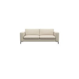 2,5-Sitzer FLEXLUX "Fiore, superbequemer Sitzkomfort durch Kaltschaum im Sitz", wei&szlig; (warm wei&szlig;), B:196cm H:85cm T:92cm, 100% Echteder, Sofas, 2 5-Sitzer, breite Armlehnen, F&uuml;&szlig;e Alu+schwarz