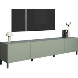 borchardt M&ouml;bel Lowboard BORCHARDT M&Ouml;BEL "Sophia, TV-Schrank mit Metallf&uuml;&szlig;en", schwarz (salbei), B:200cm H:45cm T:35cm, Holzwerkstoff, Sideboards, Lowboard, Metallf&uuml;&szlig;e, grifflose Optik