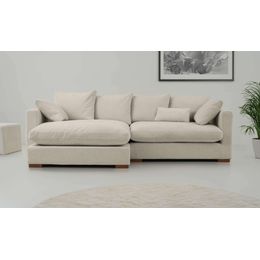 Ecksofa Home Affaire "Coray", beige (sand), B:266cm H:80cm T:153cm, 100% Polyester, Sofas, Ecksofa, Breite 266 cm, extra weich und kuschelig, mit Federn und Daunen