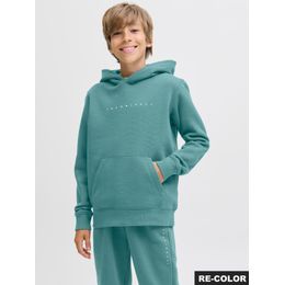 Jack & Jones Kapuzensweatshirt JACK & JONES JUNIOR "JJESTAR JJ SWEAT HOOD NOOS JNR", Jungen, Gr. 152, mineral blau, angeraute Sweatware, Obermaterial: 70% Baumwolle, 30% Polyester, bedruckt, relaxed fit normal, Rundhals, Rippb&uuml;ndchen, Sweatshirts Kapuzensweatshirt, Baumwollmischung, relaxed fit