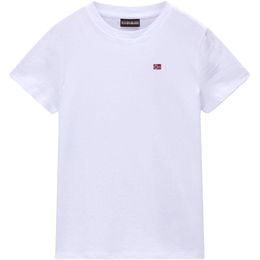 T-Shirt Napapijri "Salis", Jungen, Gr. 10, wei&szlig; (hellwei&szlig;), Jersey, Obermaterial: 100% Baumwolle, regular fit normal, Rundhals, Shirts T-Shirt, basic, Rundhals, regular fit