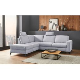 Ecksofa Home Affaire "Lolland L-Form", grau, B:249cm H:88cm T:212cm, Struktur impr&auml;gniert - feucht abwischbar (100% Polyester);Struktur Flausch (90% Polyester, 10% Polyamid);Luxus-Microfaser ALTARA NUBUCK (100% Polyester), Sofas, Ecksofa, Wahlweise mit Bettfunktion und Stauraum, auch mit abwischbarem Bezug