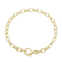 Armband "Armband Ankerkette mit Zirkonia, Silber 925", gold, Giorgio Martello MILANO, Armb&auml;nder, Damen, Silber 925 (Sterlingsilber), Armband