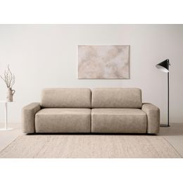 3-Sitzer Home Affaire "TORGE (257cm), Sofa,Schlafsofa in Cord, Samtvelours, Struktur fein", braun (hellbraun), B:257cm H:82cm T:105cm, 100% Polyester, Sofas, 3-Sitzer, rundes Design, Schlaffunktion u. Bettkasten, Liegefl&auml;che: 135/200 cm
