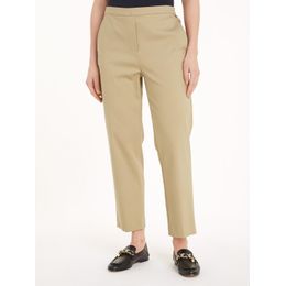 Chinohose Tommy Hilfiger, Damen, Gr. 34, N-Gr, beige, Obermaterial: 51% Baumwolle, 43% Polyamid, 6% Elasthan, regular fit normal, Hosen Chinohose, mit Logostickerei, elastische Pull On Pants