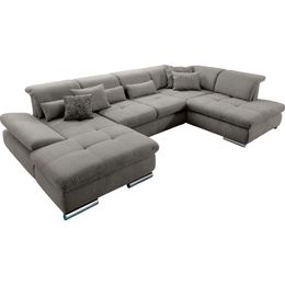 Wohnlandschaft "SO 4100 komfortable Federkernunterfederung, inkl. Kopfteilverstellung", grau (grau 10), B:365cm H:80cm T:225cm, SET ONE BY Musterring, Sofas, Wohnlandschaft, wahlweise Bettfunktion und Sitztiefenverstellung, U-Form