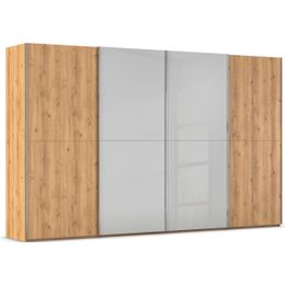 Schwebet&uuml;renschrank Rauch "Kleiderschrank Schrank Garderobe Schlafzimmerschrank SCALE-WOOD", grau (asteiche massiv, glas seidengrau), B:360cm H:223cm T:68cm, Holz teilmassiv, Schr&auml;nke, Schwebet&uuml;renschrank, edle geteilte Front in massiver Asteiche mit Glast&uuml;ren MADE IN GERMANY