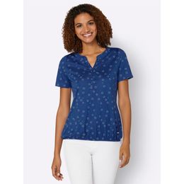 Print-Shirt Casual Looks "Shirt", Damen, Gr. 44, blau (royalblau, wei&szlig;, bedruckt), 50% Baumwolle, 50% Modal, bedruckt, gemustert, mehrfarbig, Rundhals, Shirts Print-Shirt
