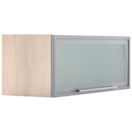 Klapph&auml;ngeschrank Optifit, grau (alu, akaziefarben), B:100cm H:35,2cm T:35,2cm, Schr&auml;nke, Klapph&auml;ngeschrank, Breite 100 cm