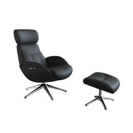 Relaxsessel FLEXLUX "Elegant, Funktionssessel, verstellbarer R&uuml;cken- und Kopfst&uuml;tze", schwarz (deep schwarz), B:90cm H:107cm T:89cm, Sessel, Relaxsessel, Premium Komfort, R&uuml;cken- und Kopfteilverstellung, Drehbar, Fu&szlig; Alu