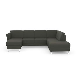 Sit & More Wohnlandschaft SIT & MORE "Visby U-Form", grau (anthrazit), B:303cm H:87cm T:213cm, Sofas, Wohnlandschaft, Wahlweise mit Bettfunktion und Stauraum, frei im Raum stellbar